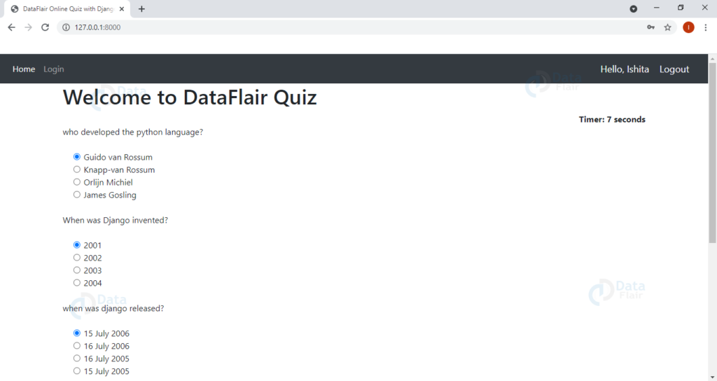 How To Create A Quiz Web Application With Python Django Dataflair